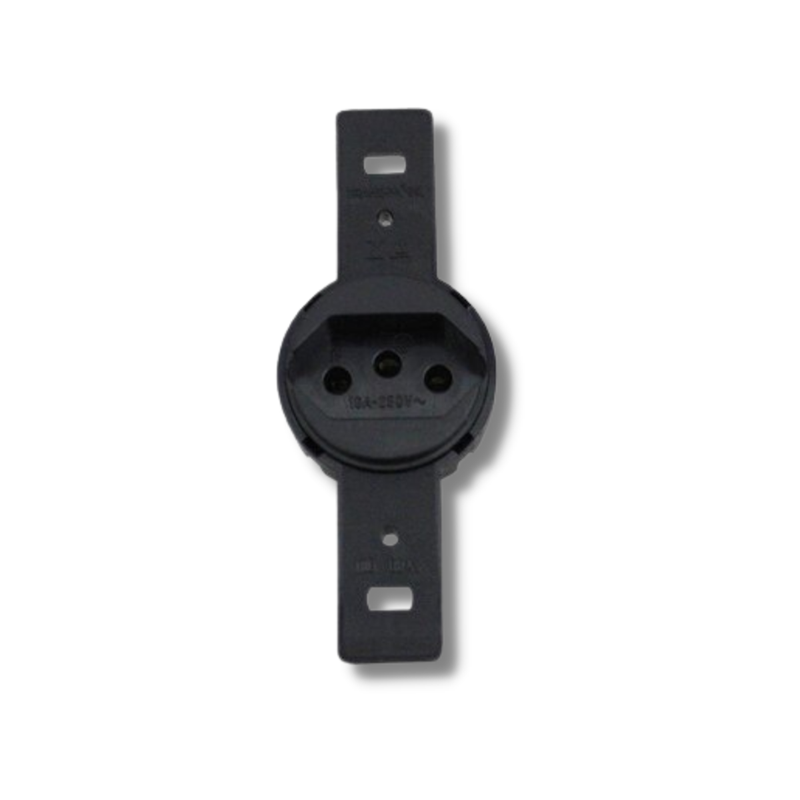 Tomada 2P+T Redonda para Condulete 20A Padrão Brasileiro Preta sem Placa 24076N - Transmóbil ...