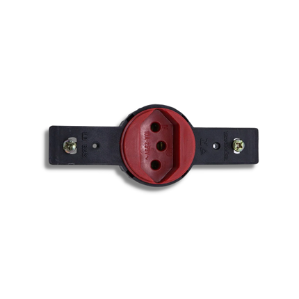 Tomada 2P+T Redonda para Condulete 20A Padrão Brasileiro Vermelha sem Placa 24077N - Transmóbil ...