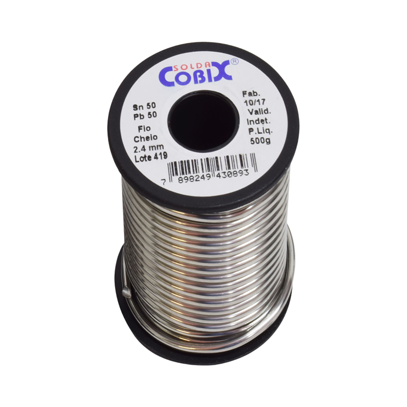 Fio de Solda Estanho 50x50 2,4mm Carretel Preto 500g - Cobix - Fio De ...