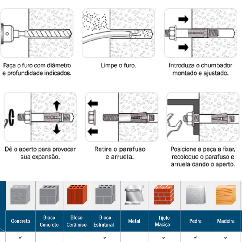 Chumbador Cba 3/8''x110 com Prisioneiro - Ancora - Chumbador Cba 3/8''x110 com Prisioneiro ...