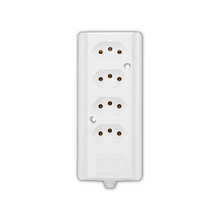 Tomada em Barra 4 Quadrupla 2P+T 20A Branco 066569 - Interneed - Tomada ...