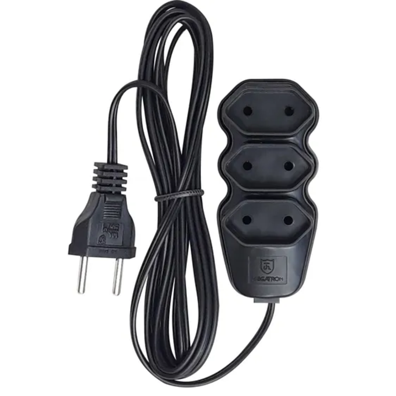 Extensão Cabo Elétrica Paralelo 2x0,75 Com 10 Metros Preta - Megatron ...