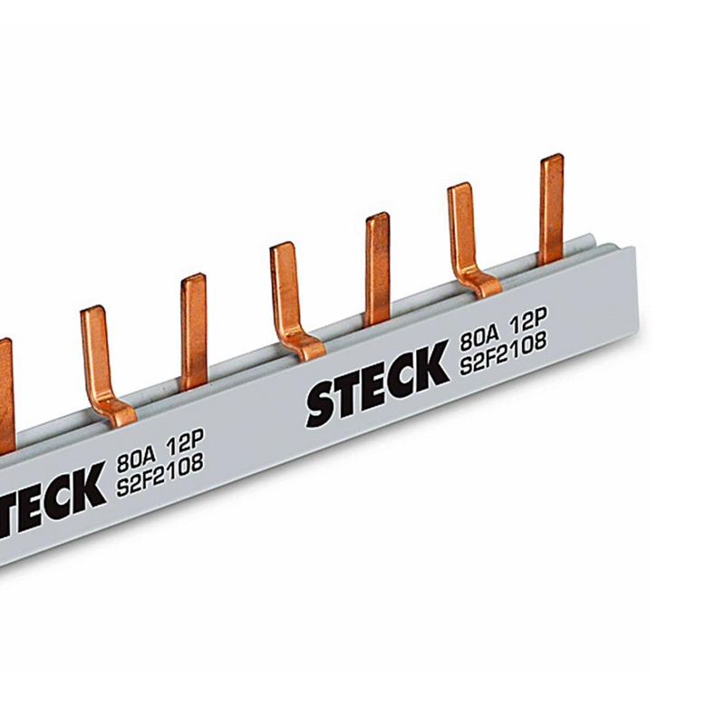 Barramento Bifásico 80A 220/440V para 12 Disjuntores Din S2F210B - Steck - Barramento Bifásico ...