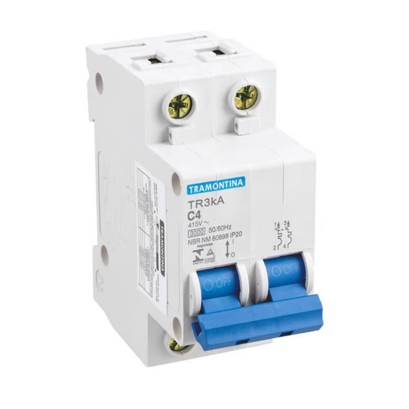 Disjuntor Tipo Din Bipolar Curva C 4A 3ka 58012002 - Tramontina - Disjuntor Tipo Din Bipolar ...