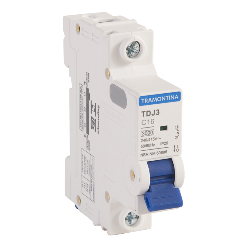 Disjuntor Tipo Din Unipolar Curva C 16A 3ka 58011105 - Tramontina - Disjuntor Tipo Din Unipolar ...