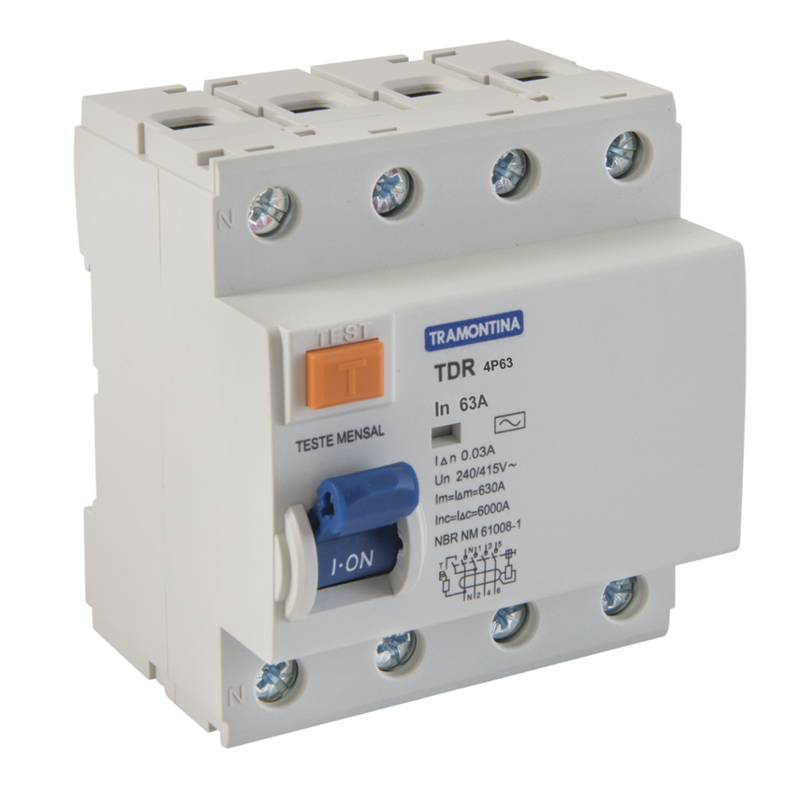 Disjuntor Tipo DR 4 Polos 63A 30Ma 6ka 58014077 - Tramontina - Disjuntor Tipo Dr 4 Polos 63A ...