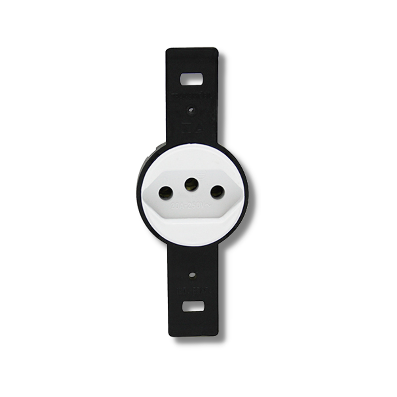 Tomada 2P+T Redonda para Condulete 20A Padrão Brasileiro Branca sem Placa 24075N - Transmóbil ...