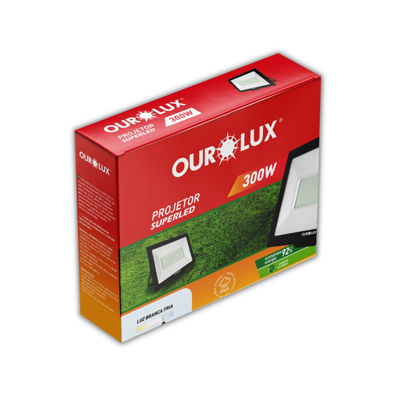 Projetor Superled Slim 300W Bivolt 6500k Preto 03276 - Ourolux - Projetor Superled Slim 300W ...