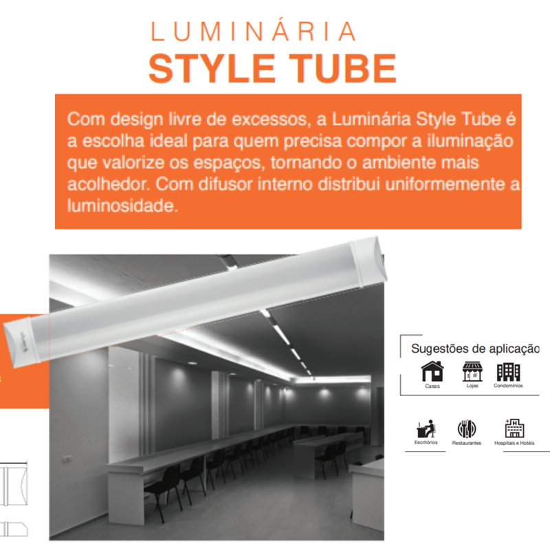 Luminária Sobrepor Slim 18W 6500K 60cm Bivolt 3601 - Galaxy Led - Luminária Sobrepor Slim 18W ...