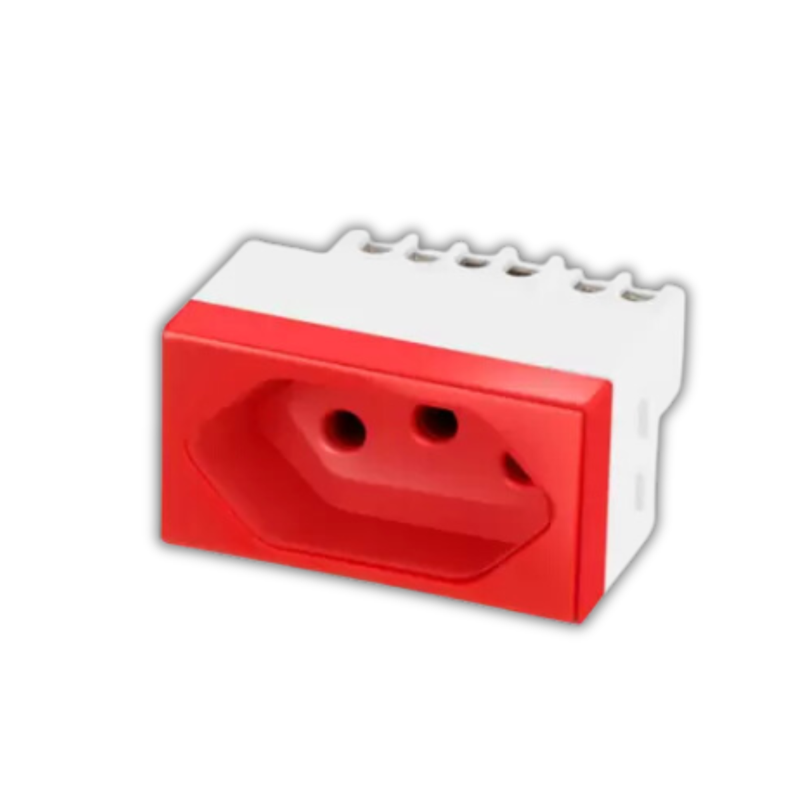 Módulo Tomada 2P+T 10A Cor Vermelho Home 103756 - Building - Módulo Tomada 2P+T 10A Cor Vermelho ...