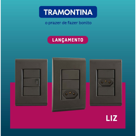 Módulo Tomada 2P+T 10A 250V Grafite 57215/030 - Tramontina Liz Grafite - Módulo Tomada 2P+T 10A ...