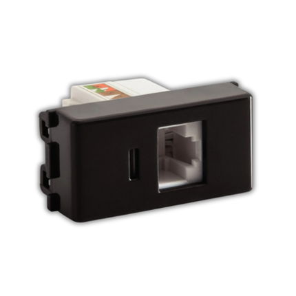 Módulo Tomada para Rede Informática RJ-45 Cat-6 Grafite 57215/056 - Tramontina Liz Grafite ...