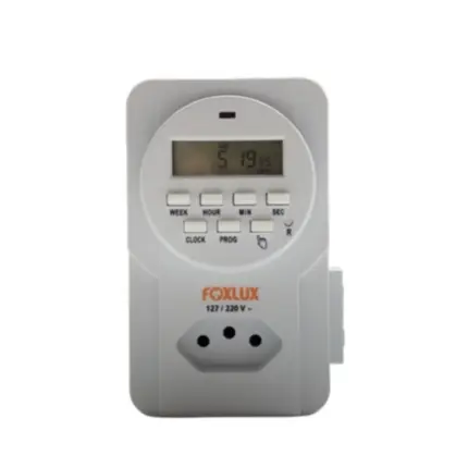 Timer Programador Digital De Tempo 2P+T Bivolt 16.02 - Foxlux - Timer ...